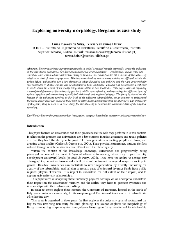 (PDF) Exploring University Morphology. Bergamo as case study.