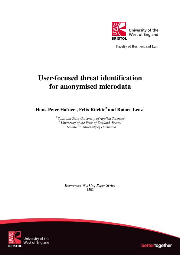 (PDF) User-focused threat identification for anonymised microdata