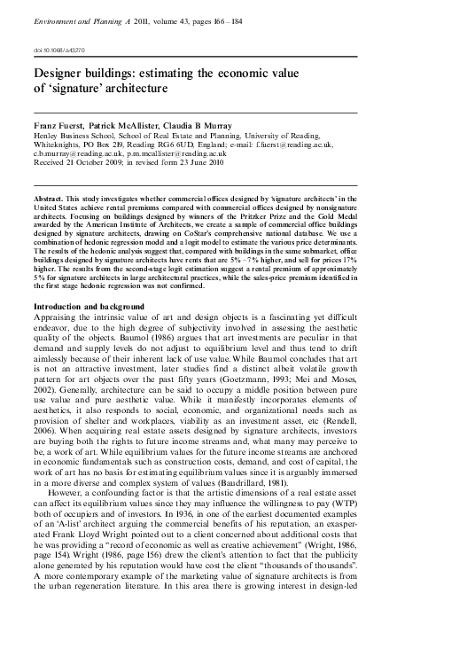 (PDF) Designer Buildings: An Evaluation of the Price Impacts of ...