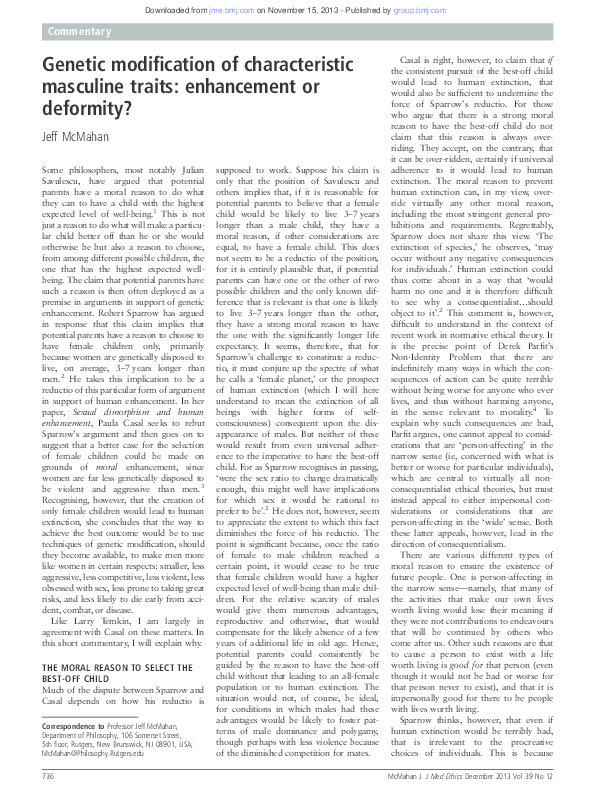(PDF) Genetic Modification of Characteristic Masculine Traits ...
