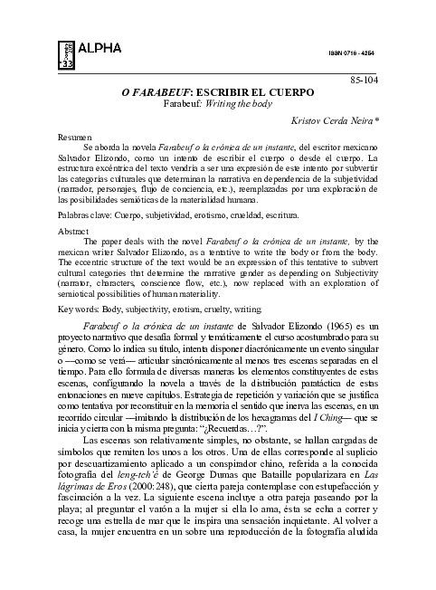 (PDF) Farabeuf: Escribir el Cuerpo
