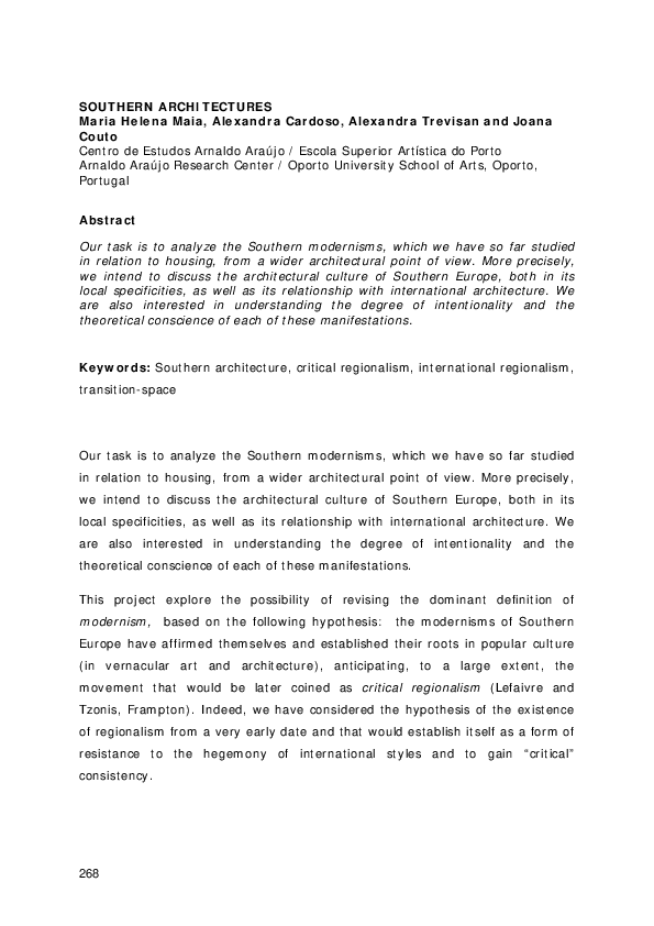 (PDF) Southern Architectures / Maria Helena Maia, Alexandra Cardoso ...