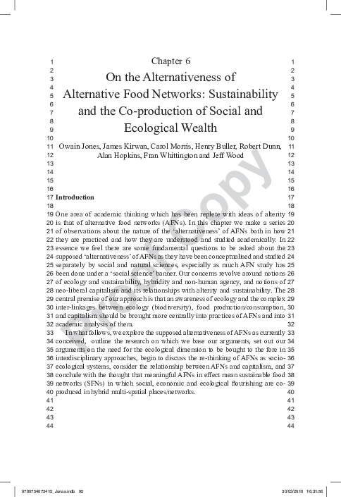 (PDF) On the Alternativeness of Alternative Food Networks ...