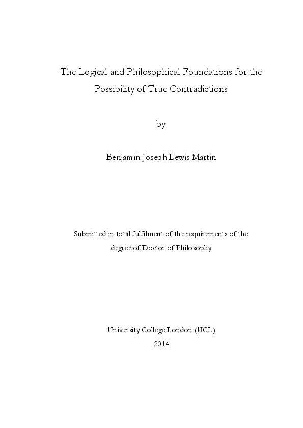 (PDF) The Logical and Philosophical Foundations for the Possibility of ...