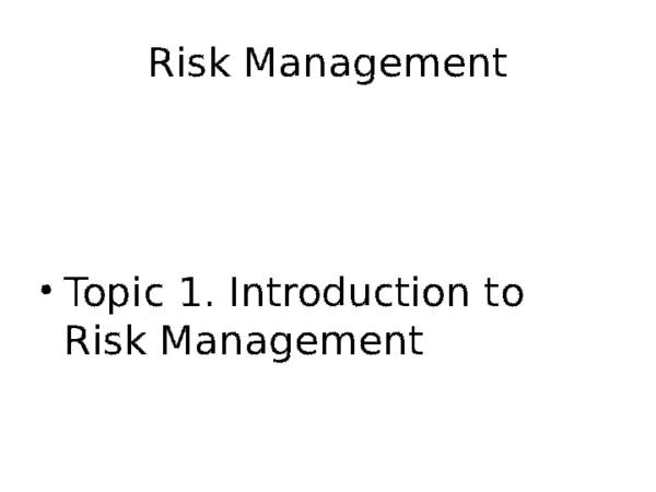(PPT) Introduction to risk management