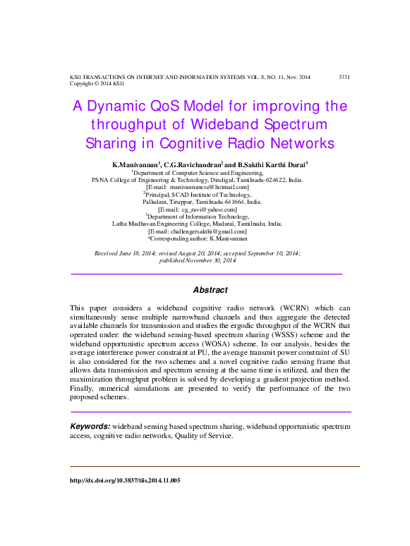 (PDF) A Dynamic QoS Model for improving the throughput of Wideband Spectrum Sharing in Cognitive ...