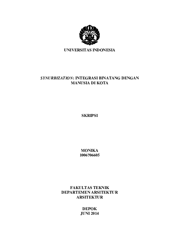 (PDF) SYNURBIZATION: INTEGRASI BINATANG DENGAN MANUSIA DI KOTA