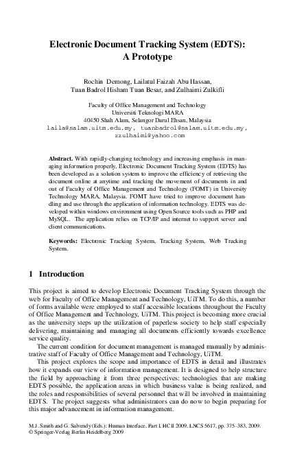 (PDF) Electronic Document Tracking System (EDTS): A Prototype