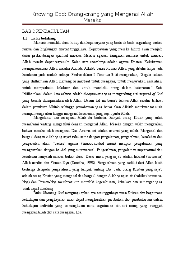 (DOC) Orang-orang yang Mengenal Allah Mereka: Mengenal vs Mengenal ...