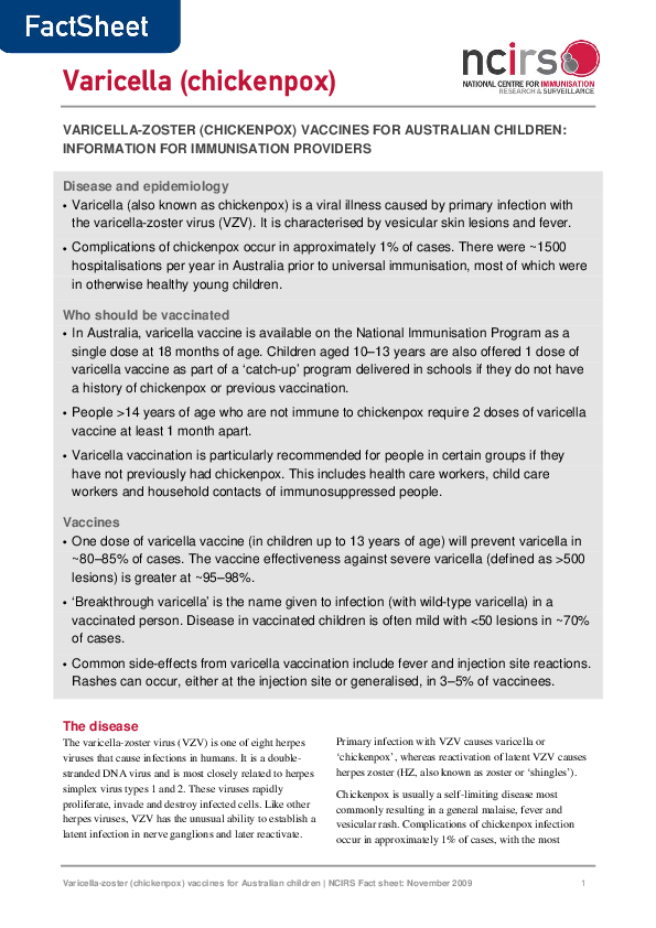 (PDF) Varicella (chickenpox