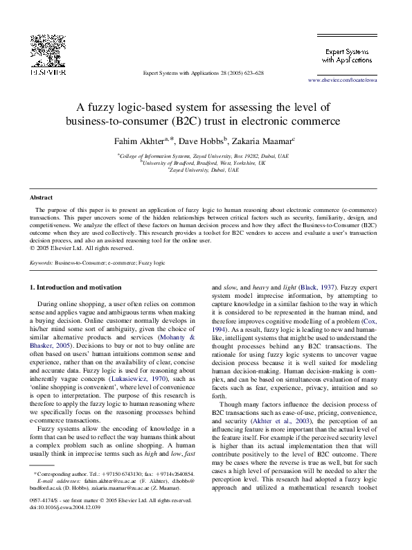 (PDF) A fuzzy logic-based system for assessing the level of business-to-consumer (B2C) trust in ...
