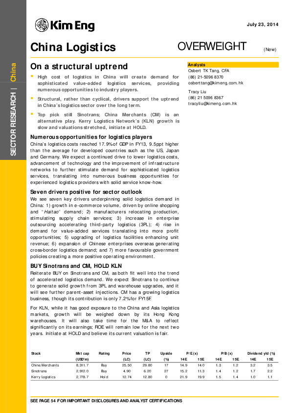 (PDF) China Logistics On a structural uptrend