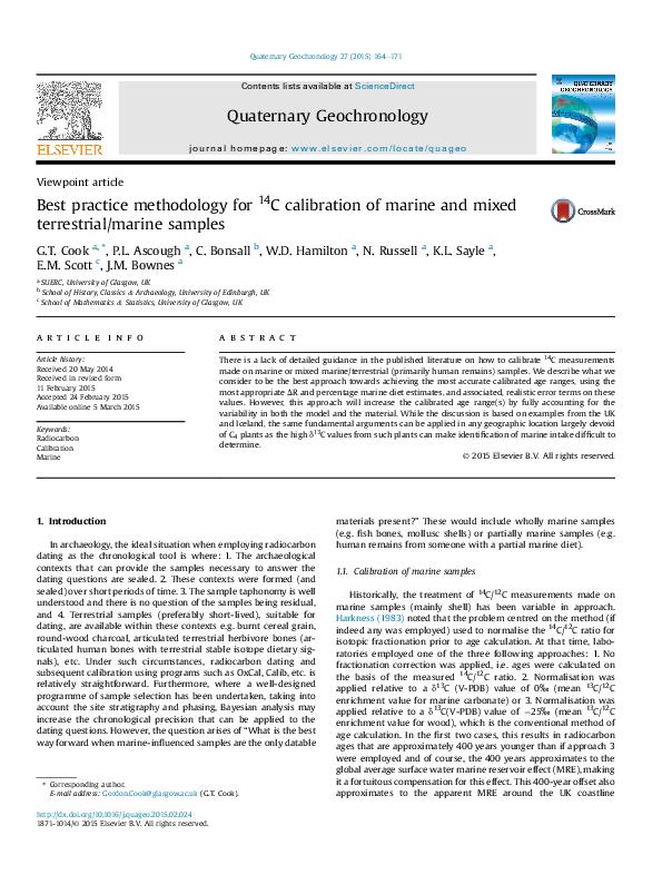 (PDF) Best practice methodology for 14C calibration of marine and mixed ...