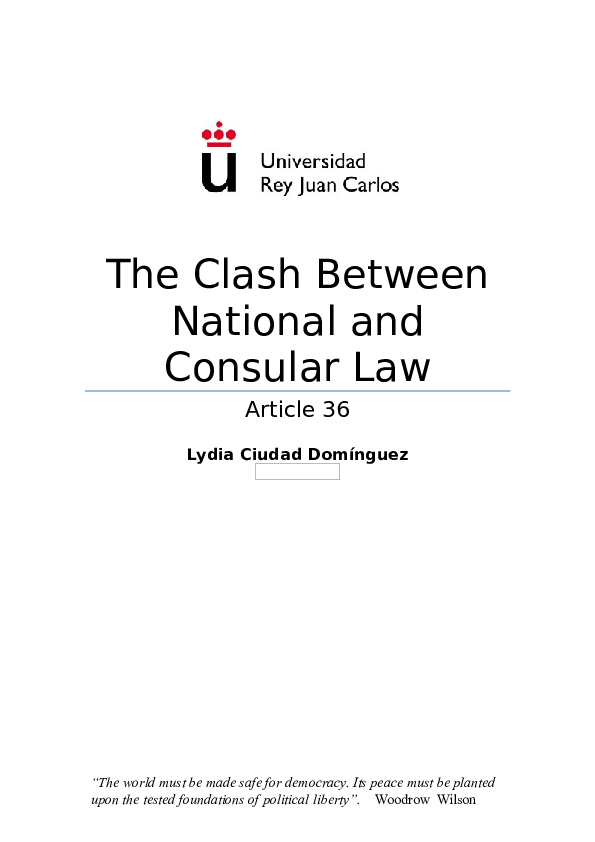 (DOC) The Clash Between National and Consular Law