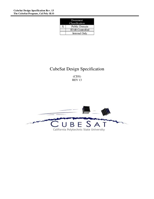 (PDF) CubeSat Design Specification Rev. 13 The CubeSat Program, Cal ...