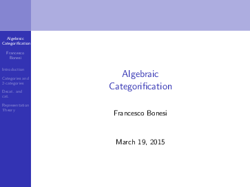 (PDF) Algebraic Categorification