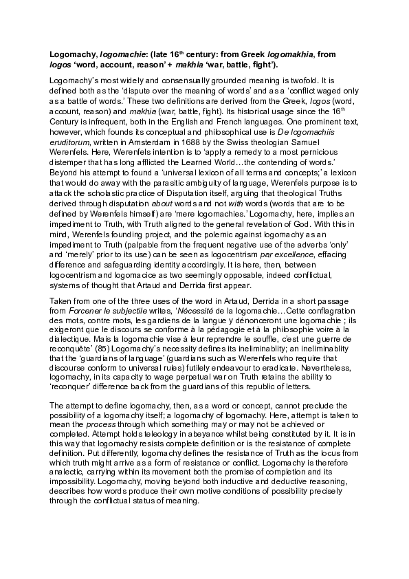 (DOC) Logomachy: Keyword Symposium