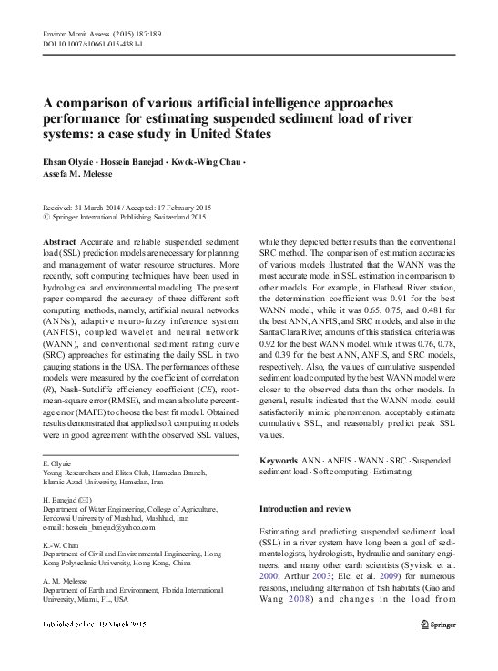 Pdf A Comparison Of Various Artificial Intelligence Approaches Performance For Estimating