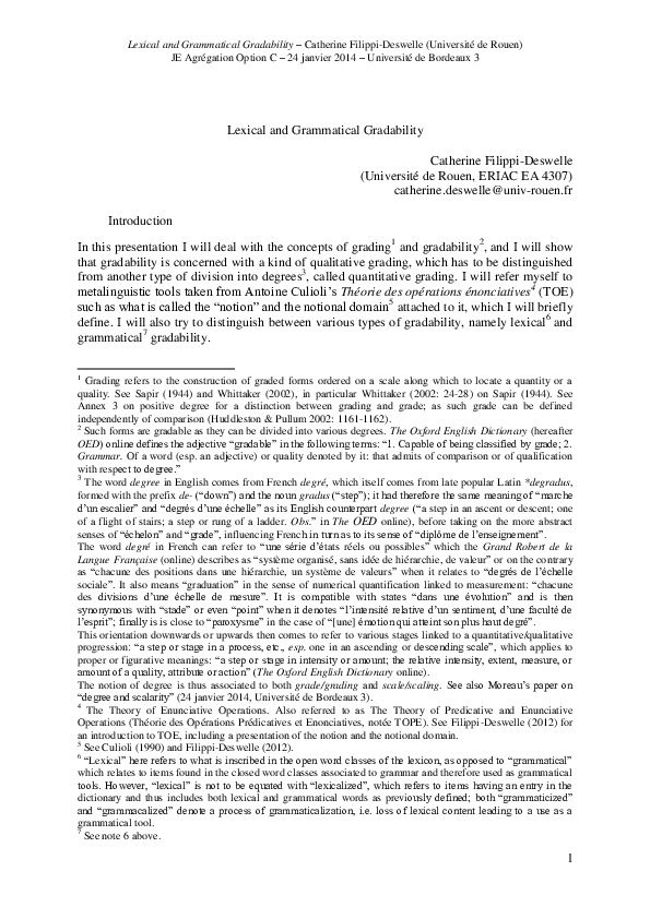 (PDF) Lexical and Grammatical Gradability