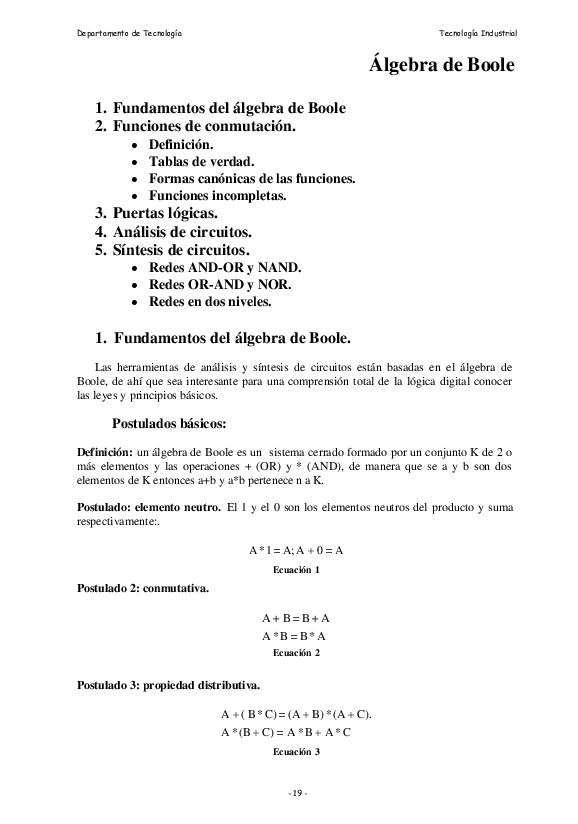 (PDF) Álgebra de Boole