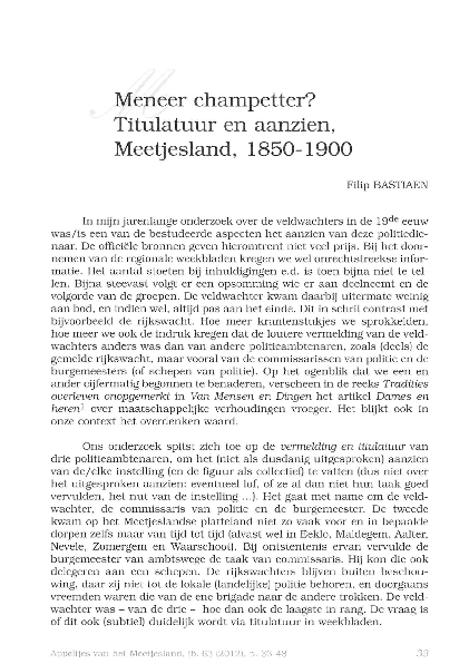 (PDF) Meneer champetter? Titulatuur en aanzien, Meetjesland, 1850-1900.