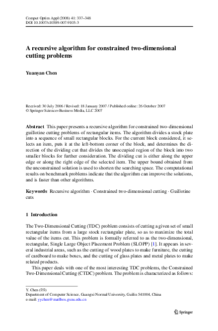 Pdf A Recursive Algorithm For Constrained Two Dimensional Mas O Menos