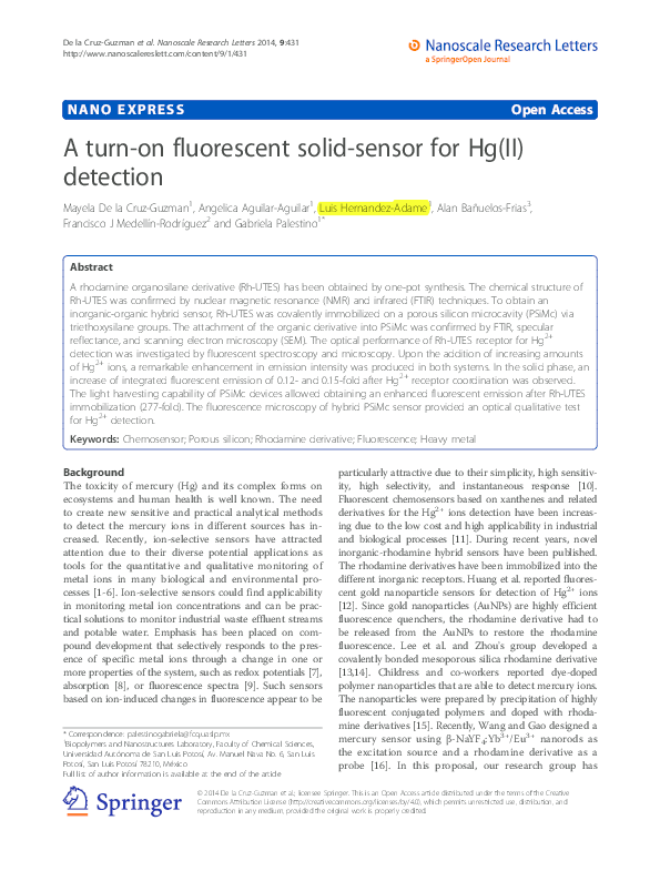 (PDF) A turn-on fluorescent solid-sensor for Hg(II) detection