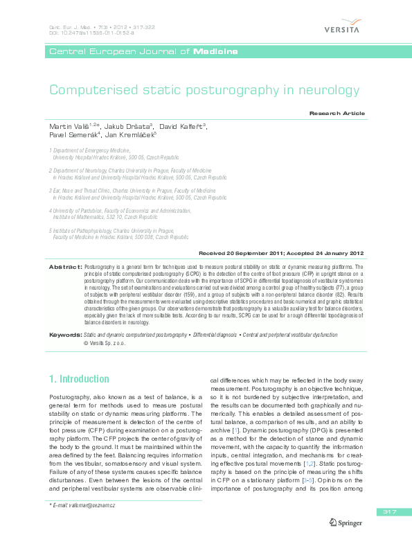 (PDF) Computerised static posturography in neurology