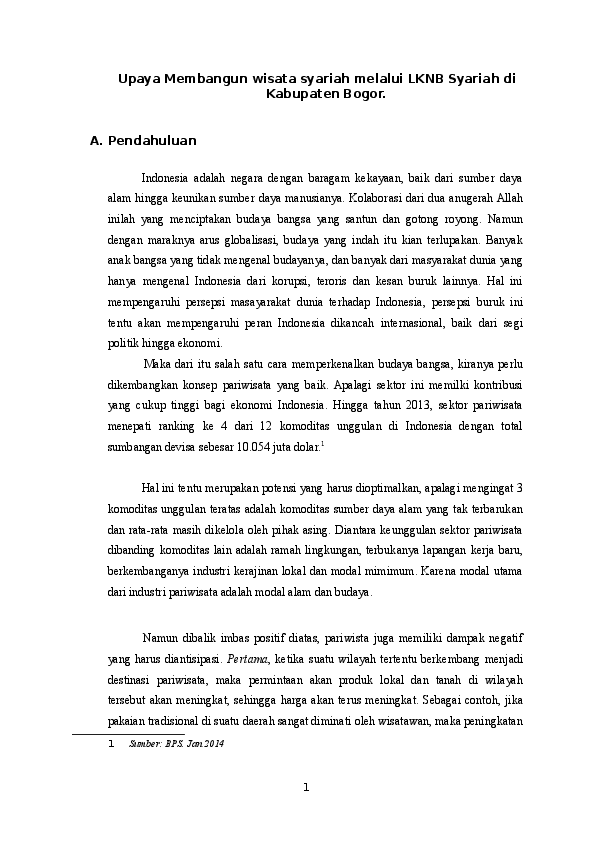 (DOC) upaya membangun wisata syariah melalui LKNB di kabupaten bogor