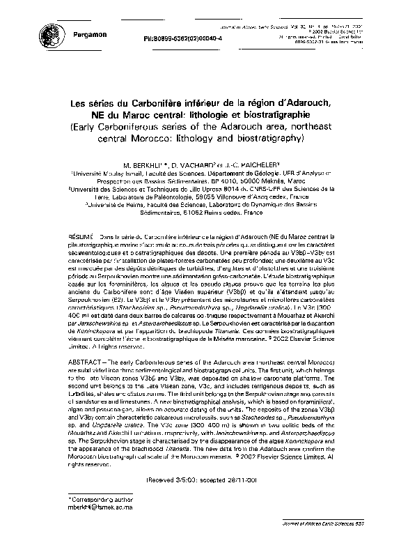 (PDF) Les séries du carbonifère inférieur de la région d'Adarouch, NE ...