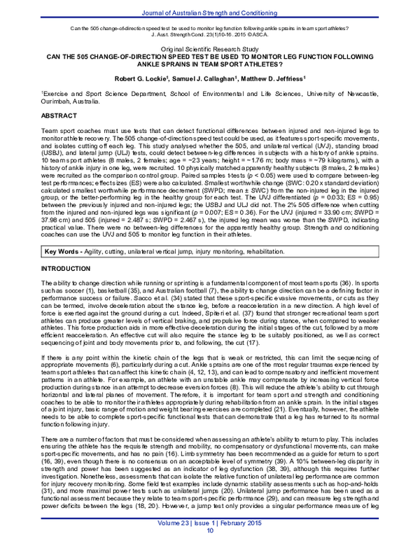 (PDF) Can the 505 change-of-direction speed test be used to monitor leg ...