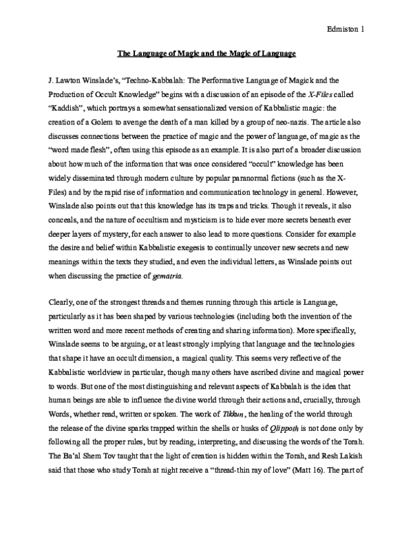 (DOC) The Language of Magic and the Magic of Language