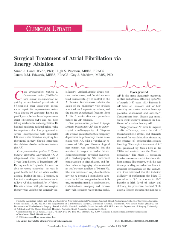 (PDF) Atrial fibrillation ablation procedure using electroanatomic reconstruction of the right ...