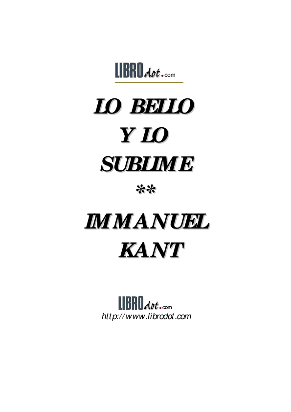 (PDF) Lo bello y lo sublime Immanuel Kant