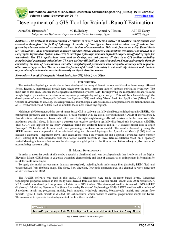 (PDF) DEVELOPMENT OF A GIS TOOL FOR RAINFALL-RUNOFF ESTIMATION