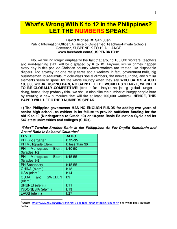 (PDF) What's Wrong With K to 12 in the Philippines?