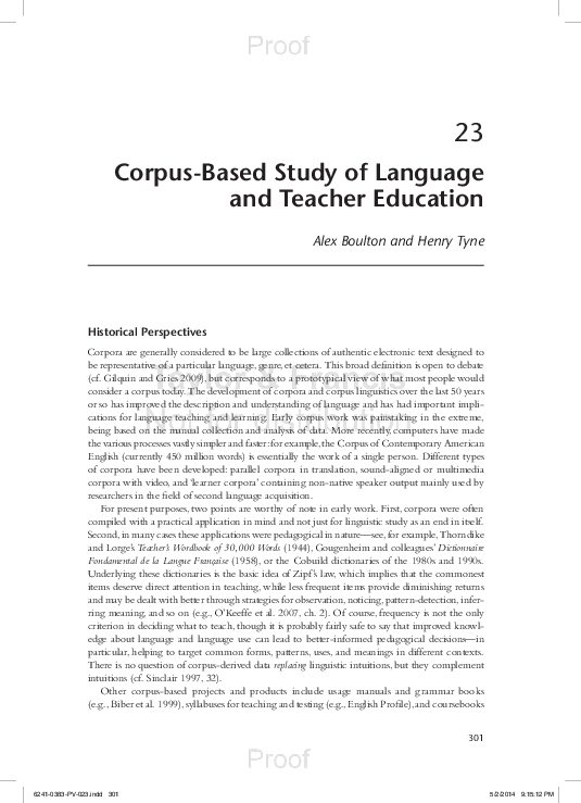 (PDF) Corpus-based study of language and teacher education