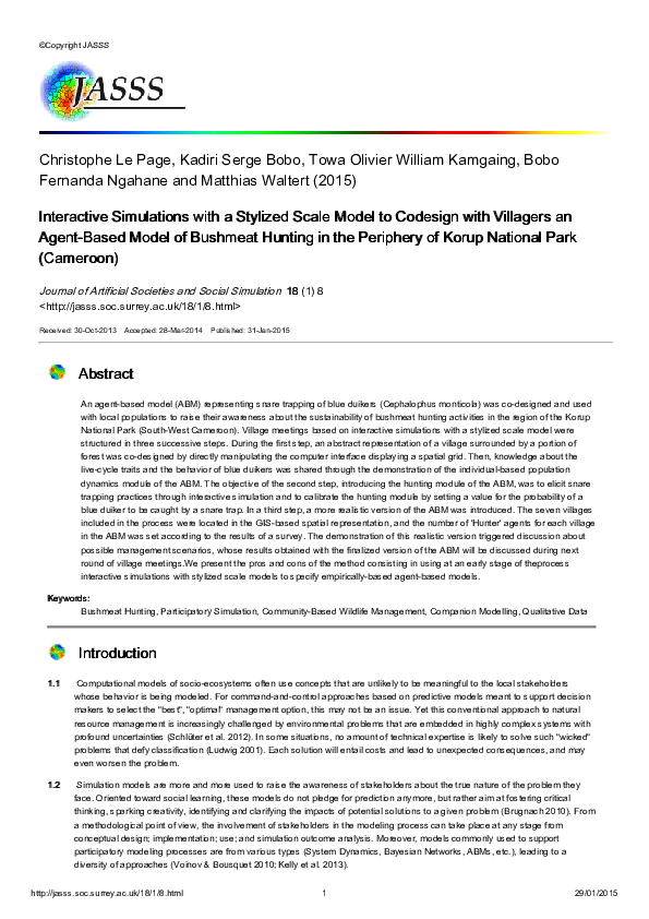 (PDF) Interactive Simulations with a Stylized Scale Model to Codesign with Villagers an Agent ...