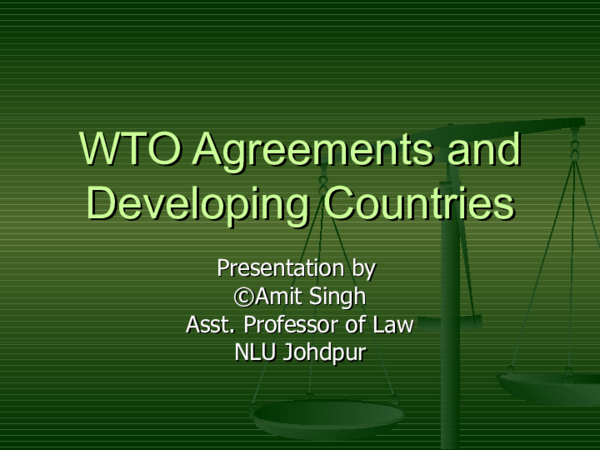 (PDF) WTO Agreements and Developing Countries