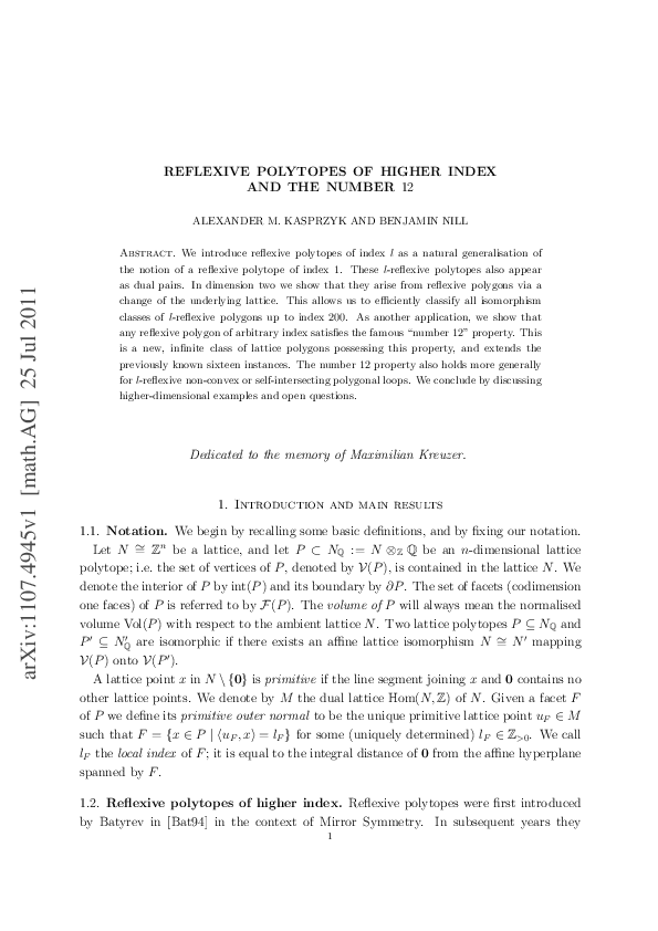 Reflexive polytopes of higher index and the number 12