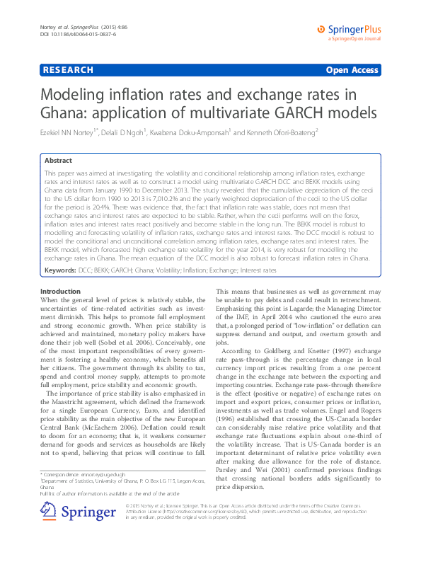 (PDF) Modeling Inflation and Exchange Rates in Ghana: Application of ...