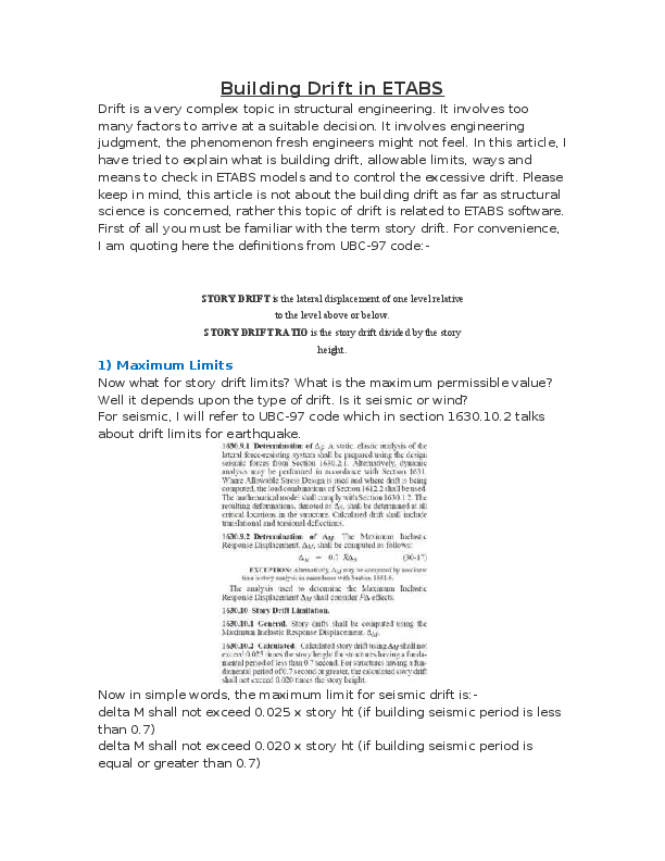 (DOC) Building Drift in ETABS
