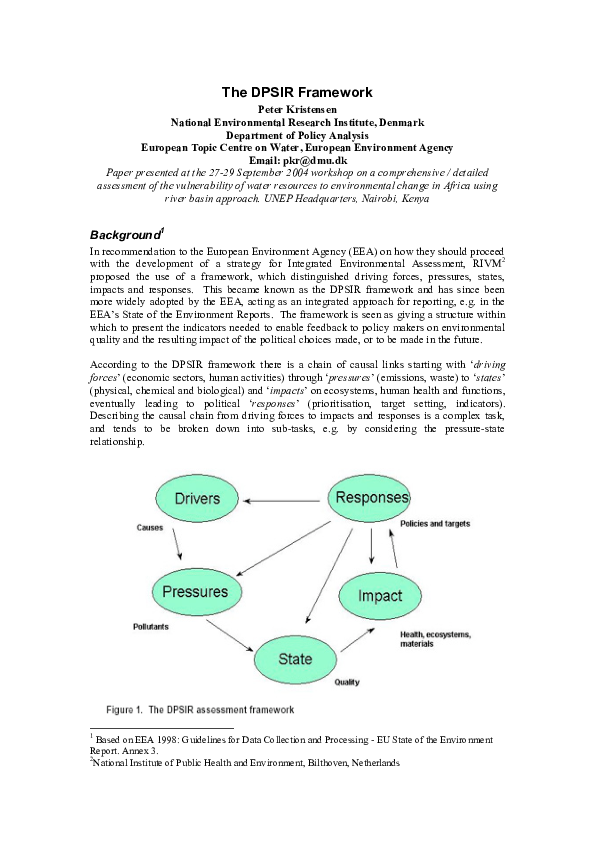 (PDF) The DPSIR Framework