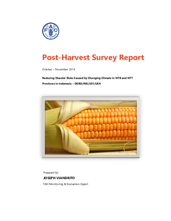 (PDF) Post Harvest Survey Report - UN FAO project