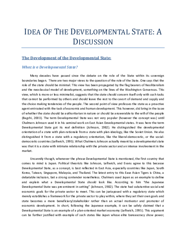 (PDF) The Idea of the Developmental State