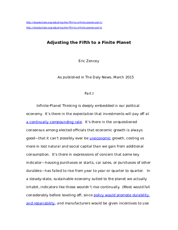 (DOC) Adjusting the Fifth to a Finite Planet