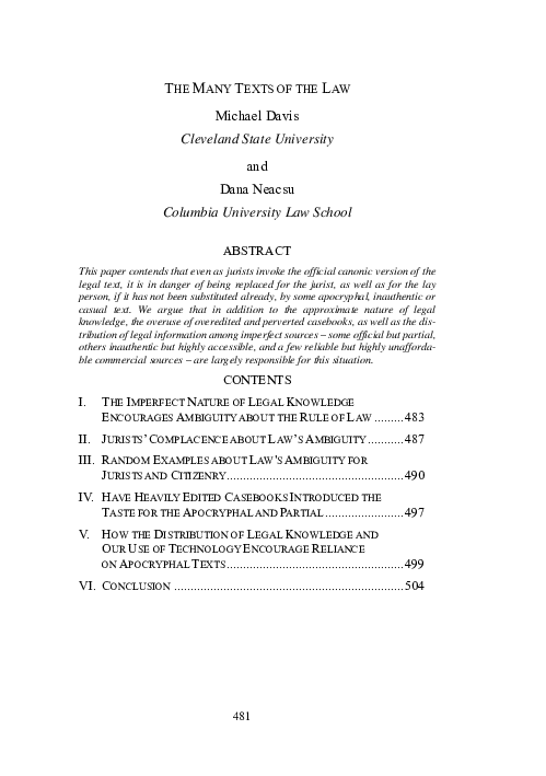 (PDF) THE MANY TEXTS OF THE LAW