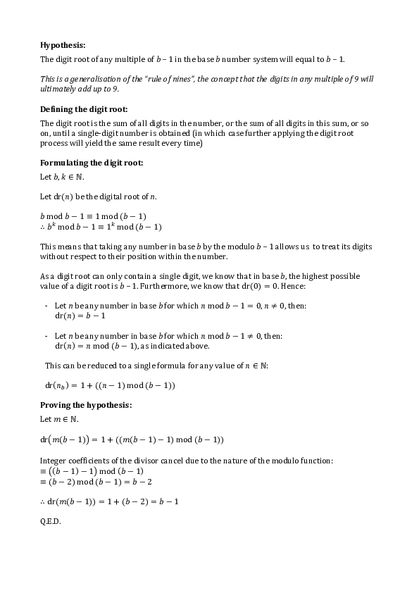 (PDF) Proof of the rule of nines generalised to all numeral systems ...