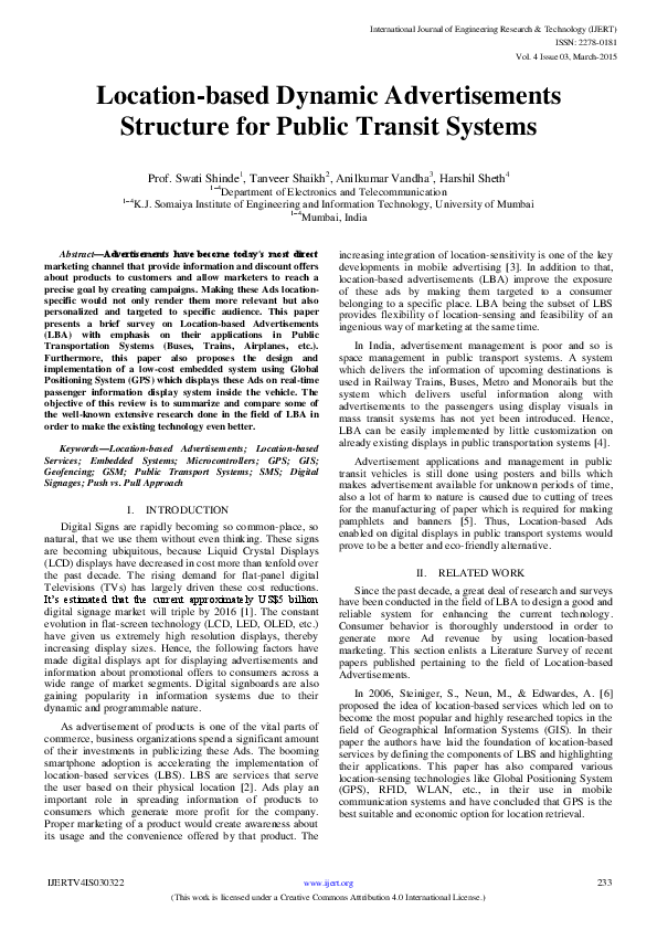 (PDF) Location-based Dynamic Advertisements Structure for Public Transit Systems