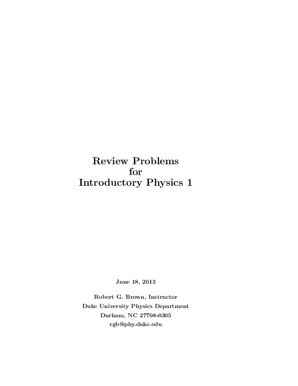 (PDF) Review Problems for Introductory Physics 1